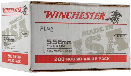 Winchester USA Rifle Ammunition WM193200, 5.56mm NATO, Full Metal ...
